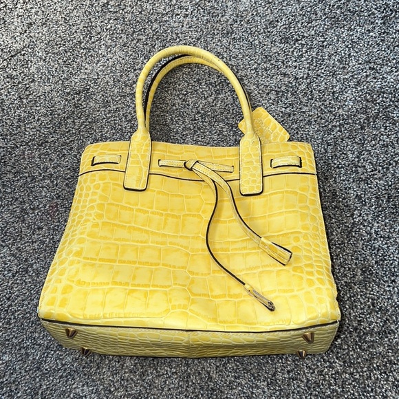 Bags | Yellow Leather Purse Genuine Leather Vinyl Trim Crocodile Yellow ...